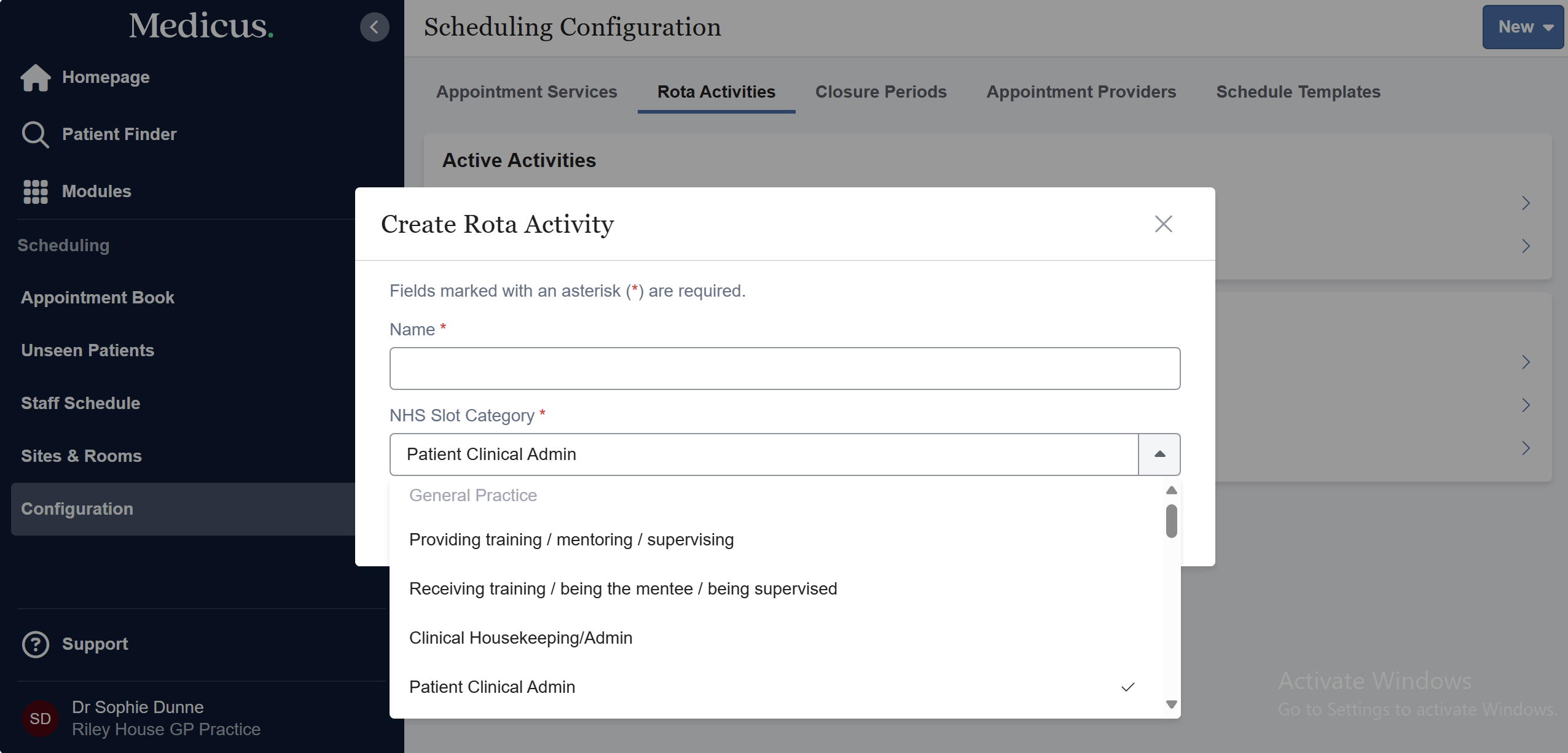 Configuring Rota Activities – Medicus Help Centre