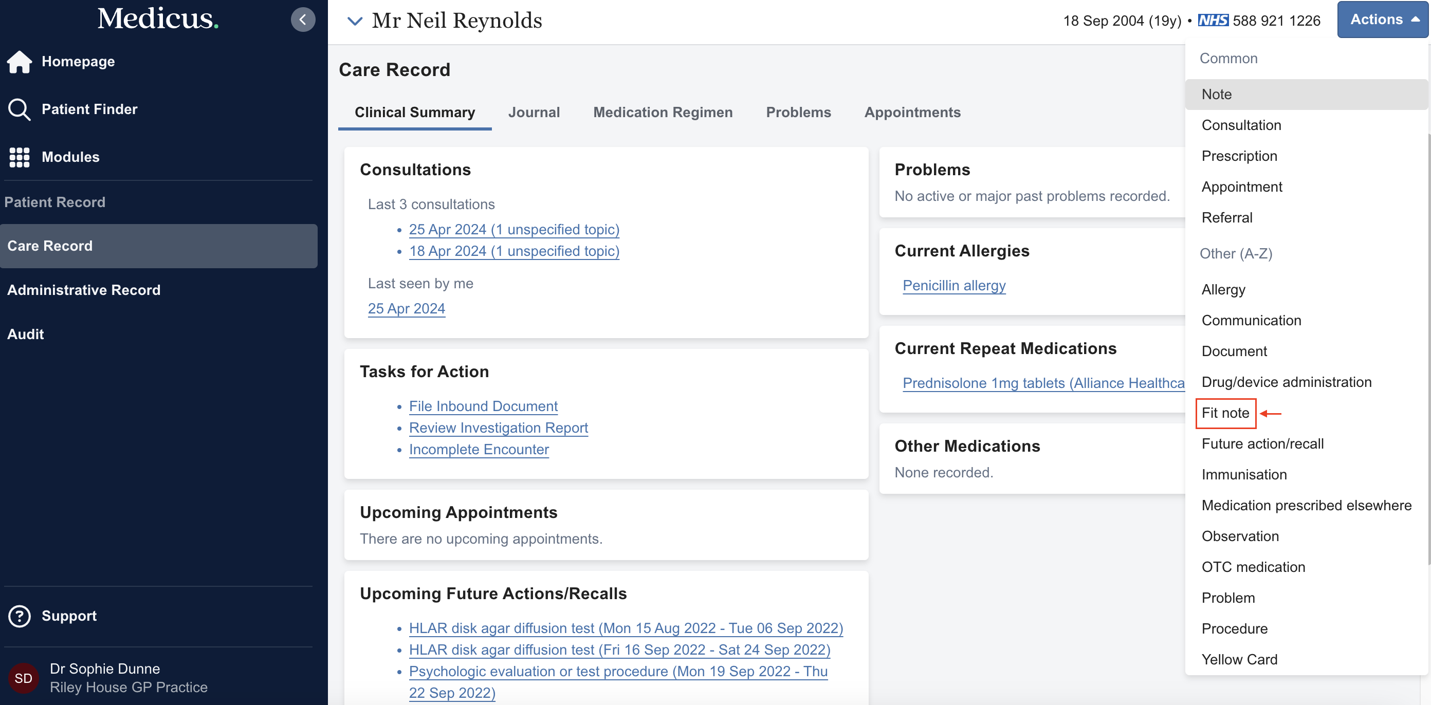 eMED3 Fit Notes – Medicus Help Centre