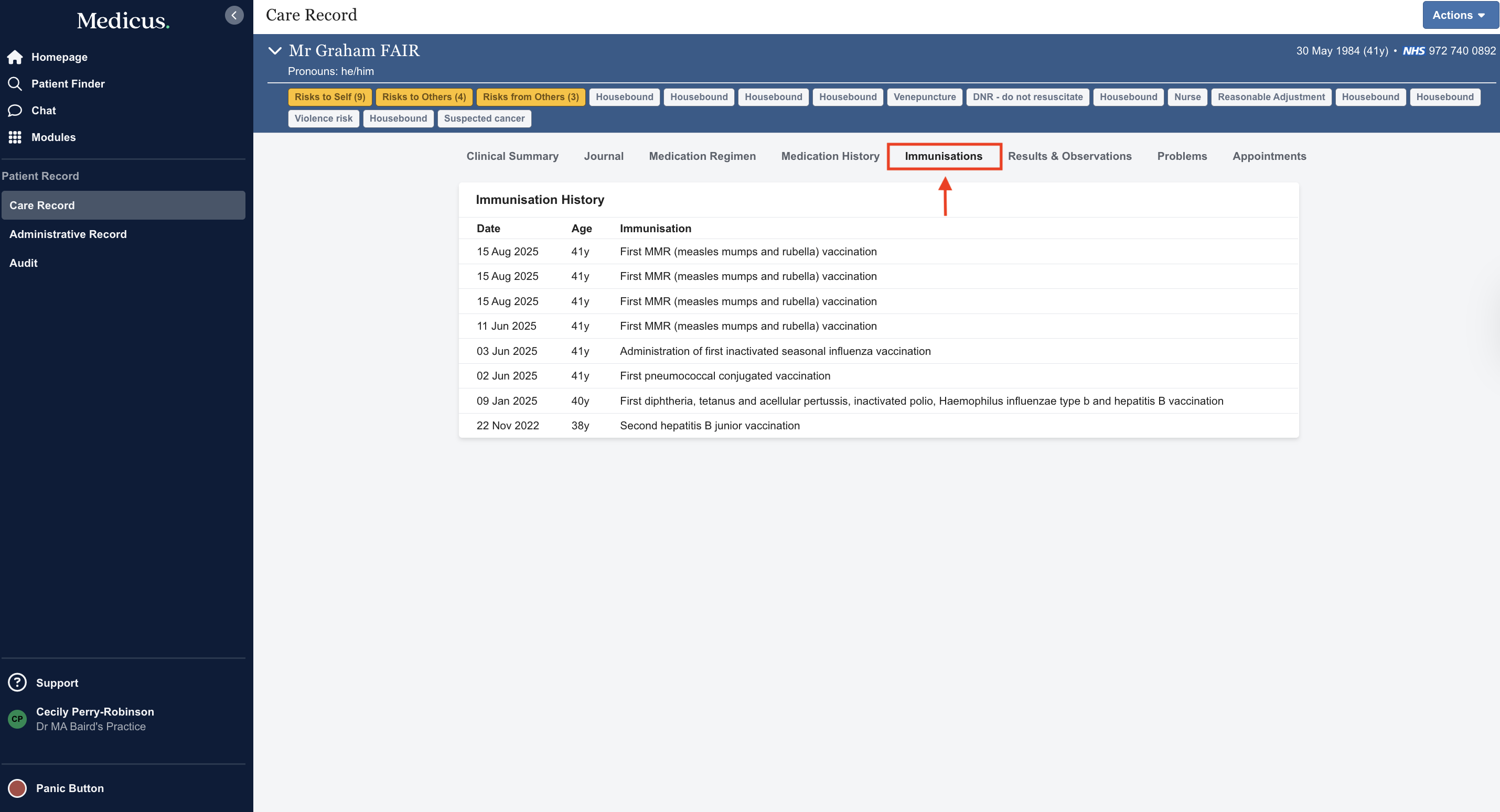 Viewing a Patient's Immunisation History – Medicus Help Centre